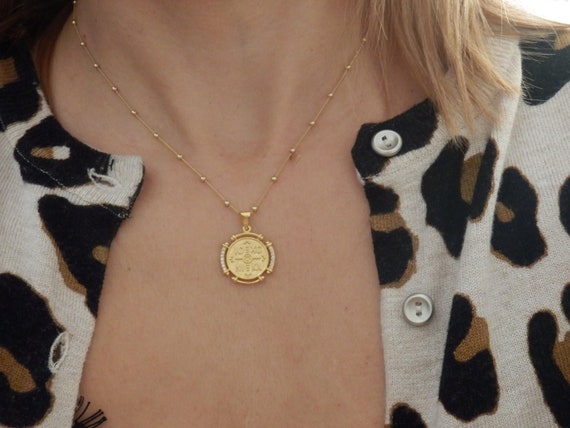 Gold Medallion Greek Pendant Gold Orthodox Coin Byzantine | Etsy