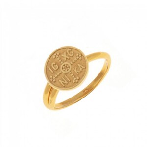 Greek Coin Adjustable Gold Ring, Greek Constantine Ring, Vintage Signet ...