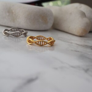 DNA Double Helix Ring Sterling Silver 925, Chemistry Ring, Science Ring ...