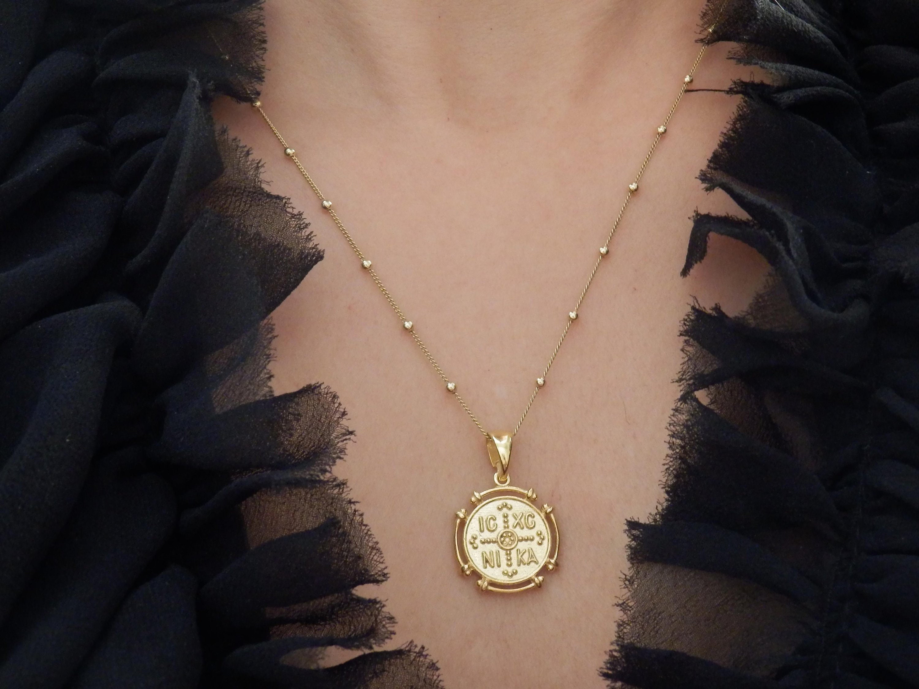Constantine Talisman Made of 925 Silver, Gold Medallion Greek Pendant ...