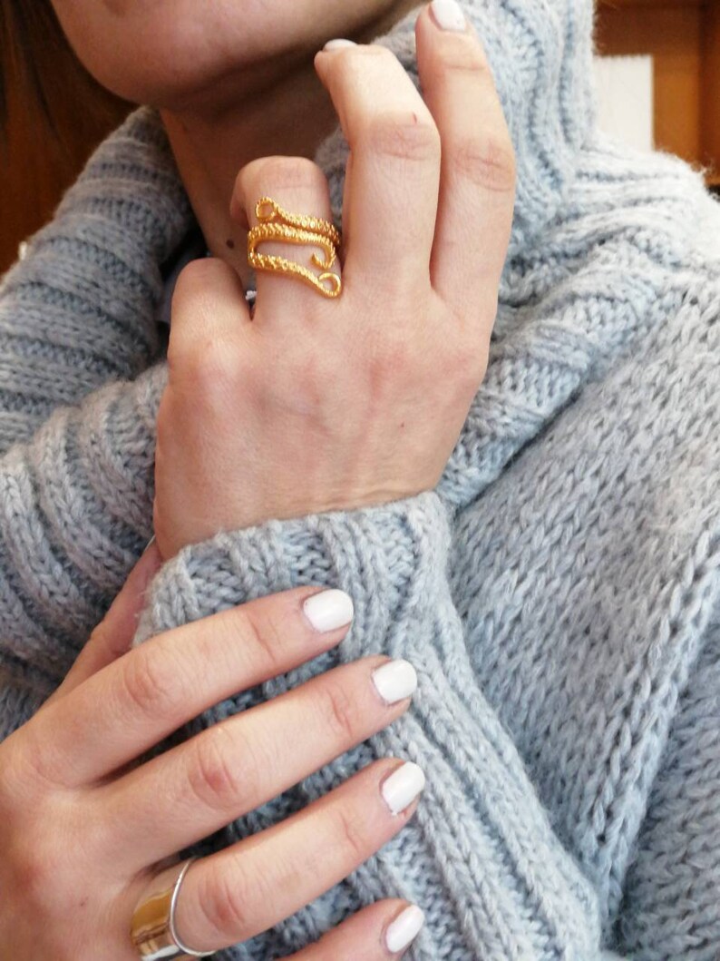 Gold Octopus Ring Tentacle Wicked Ring Adjustable Sterling - Etsy