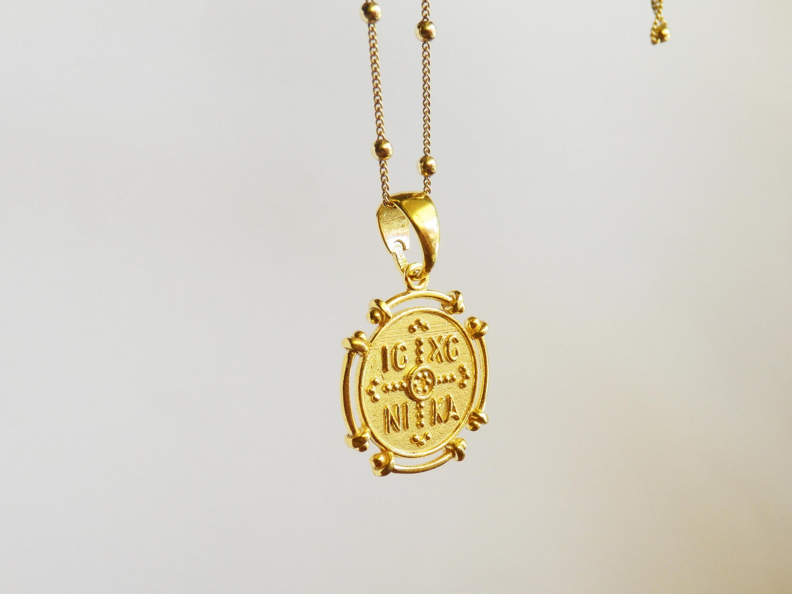 Constantine Talisman Made of 925 Silver, Gold Medallion Greek Pendant ...