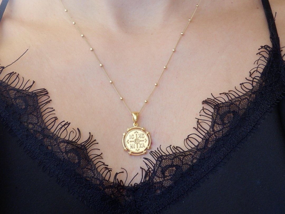 Constantine Talisman Made of 925 Silver, Gold Medallion Greek Pendant ...