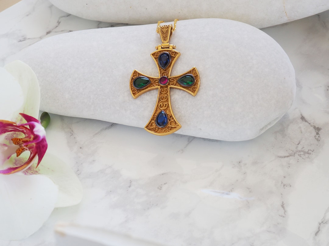 Ancient Greek Cross Cross Talisman Made of 925 Silver, Gold Orthodox ...