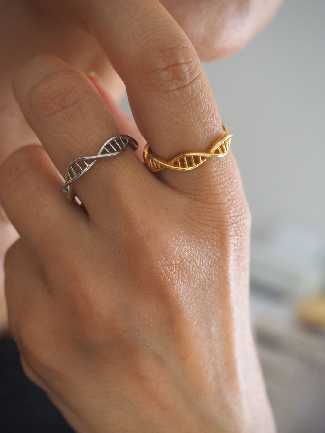 DNA Double Helix Ring Sterling Silver 925, Chemistry Ring, Science Ring ...