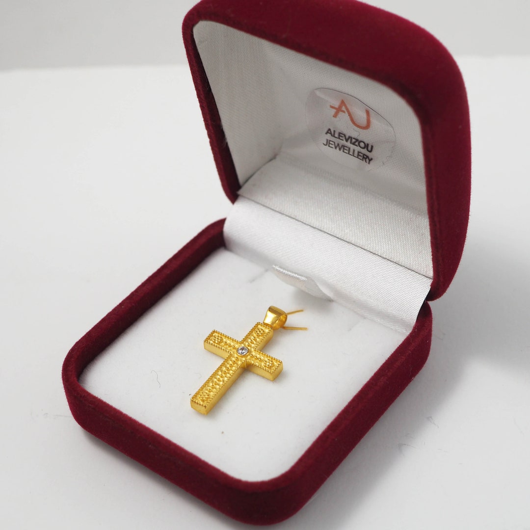 Ancient Greek Cross Made From 14k Gold, Gold 14 K Orthodox Byzantine ...