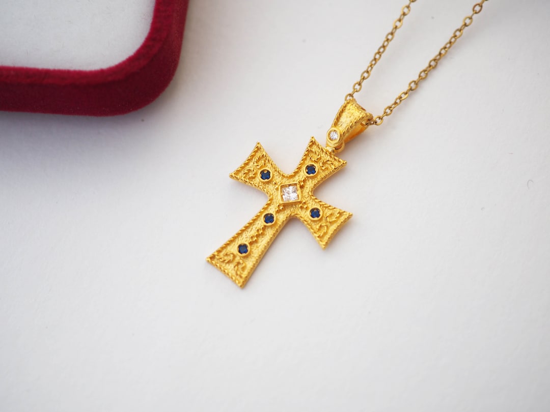 Gold 14 K Orthodox Byzantine Cross, Ancient Greek Cross Made From 14k ...