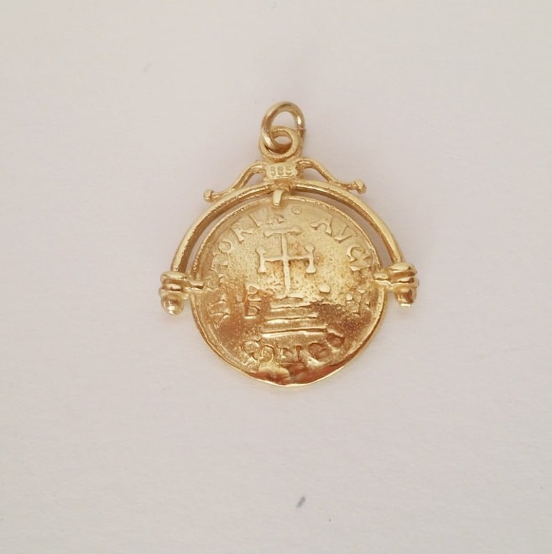 Gold coin pendant Gold medallion greek necklace Coin | Etsy