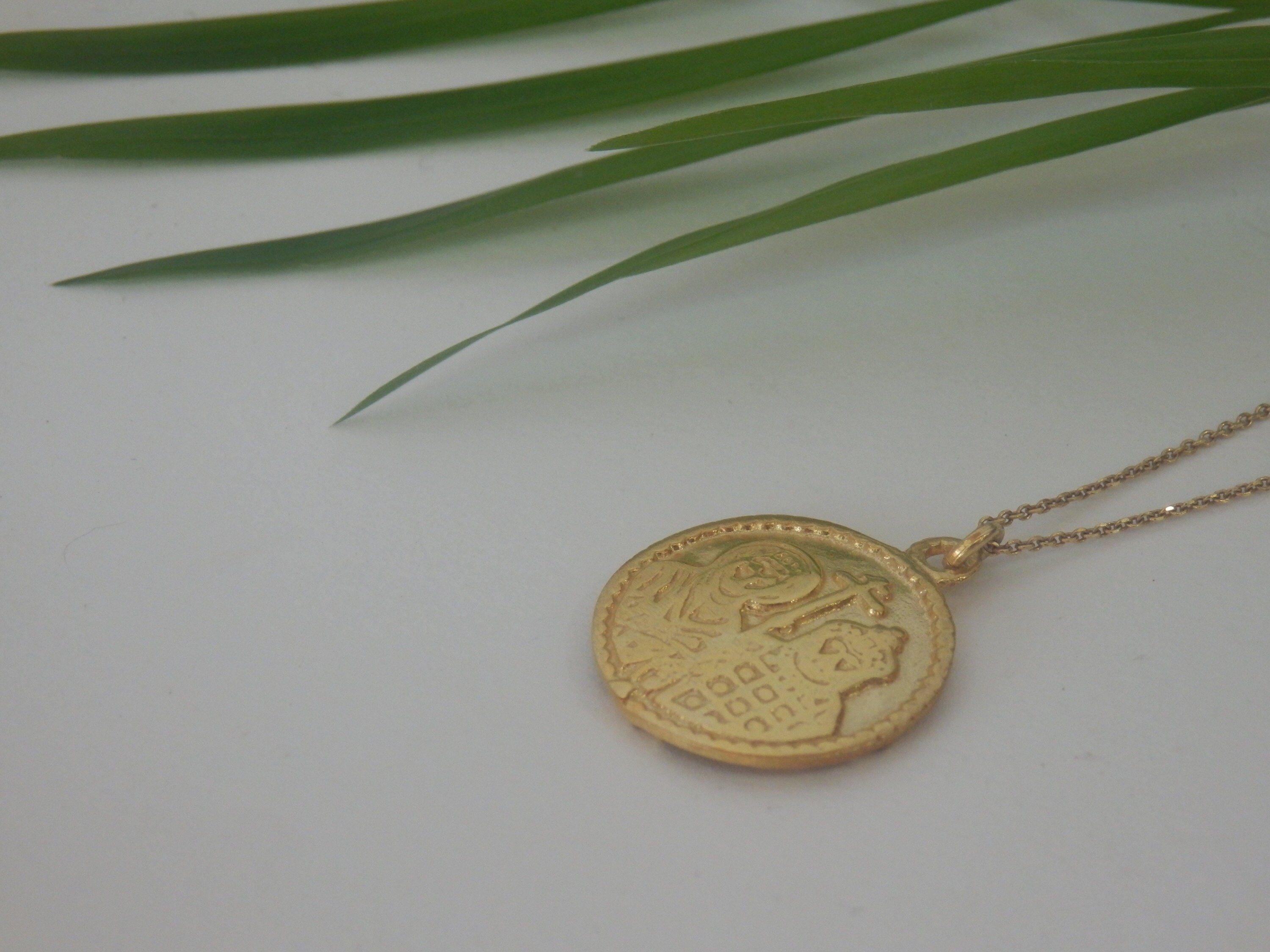 Gold Coin Necklace, Greek Christian Coin ΙϹΧϹ ΝΙΚΑ Pendant, Sterling ...