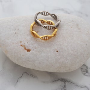 DNA Double Helix Ring Sterling Silver 925, Chemistry Ring, Science Ring ...