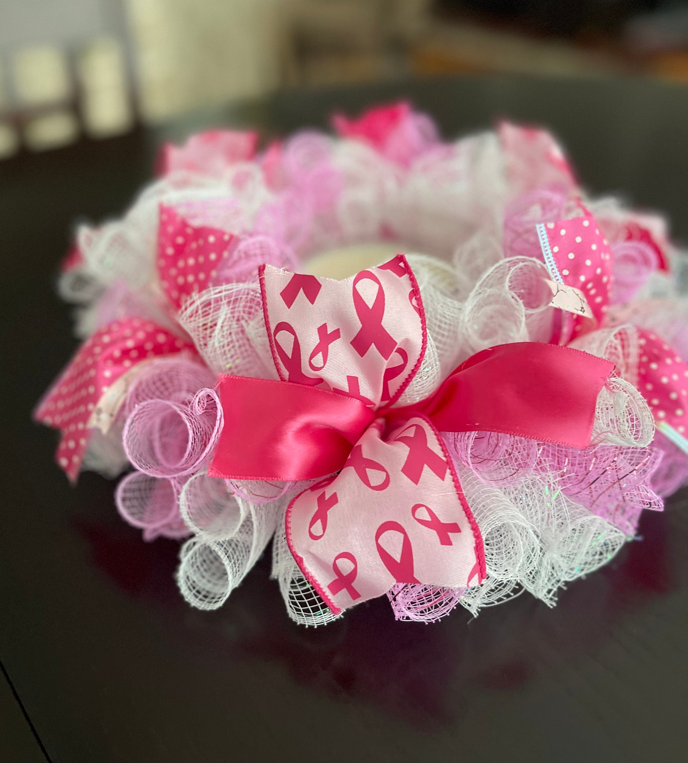 CANCER Centerpiece. Cancer Deco Mesh Tabletop. Cancer Support, Cancer ...