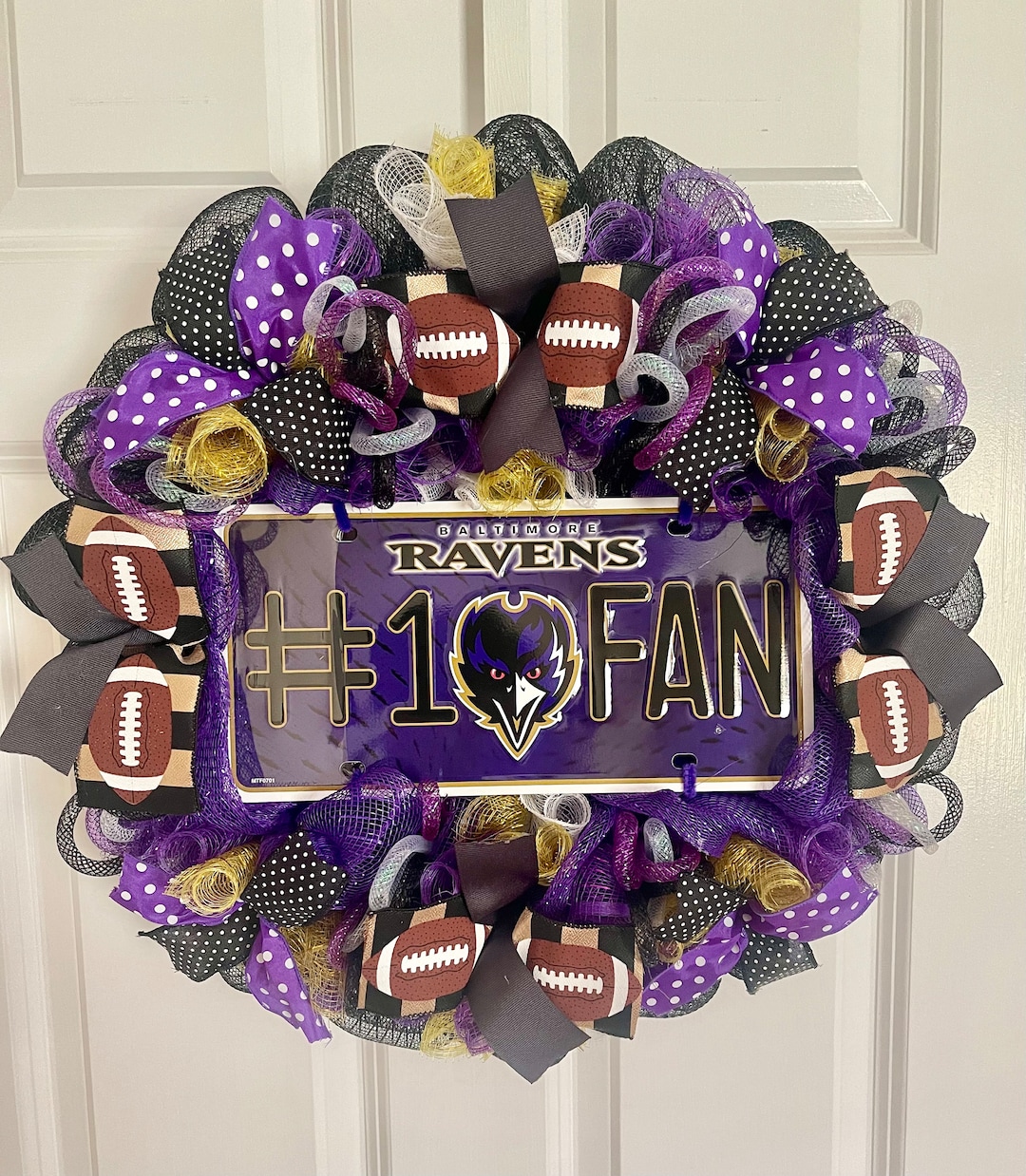 RAVENS 1 Football Wreath. Baltimore Football Wreath. Baltimore Fans ...