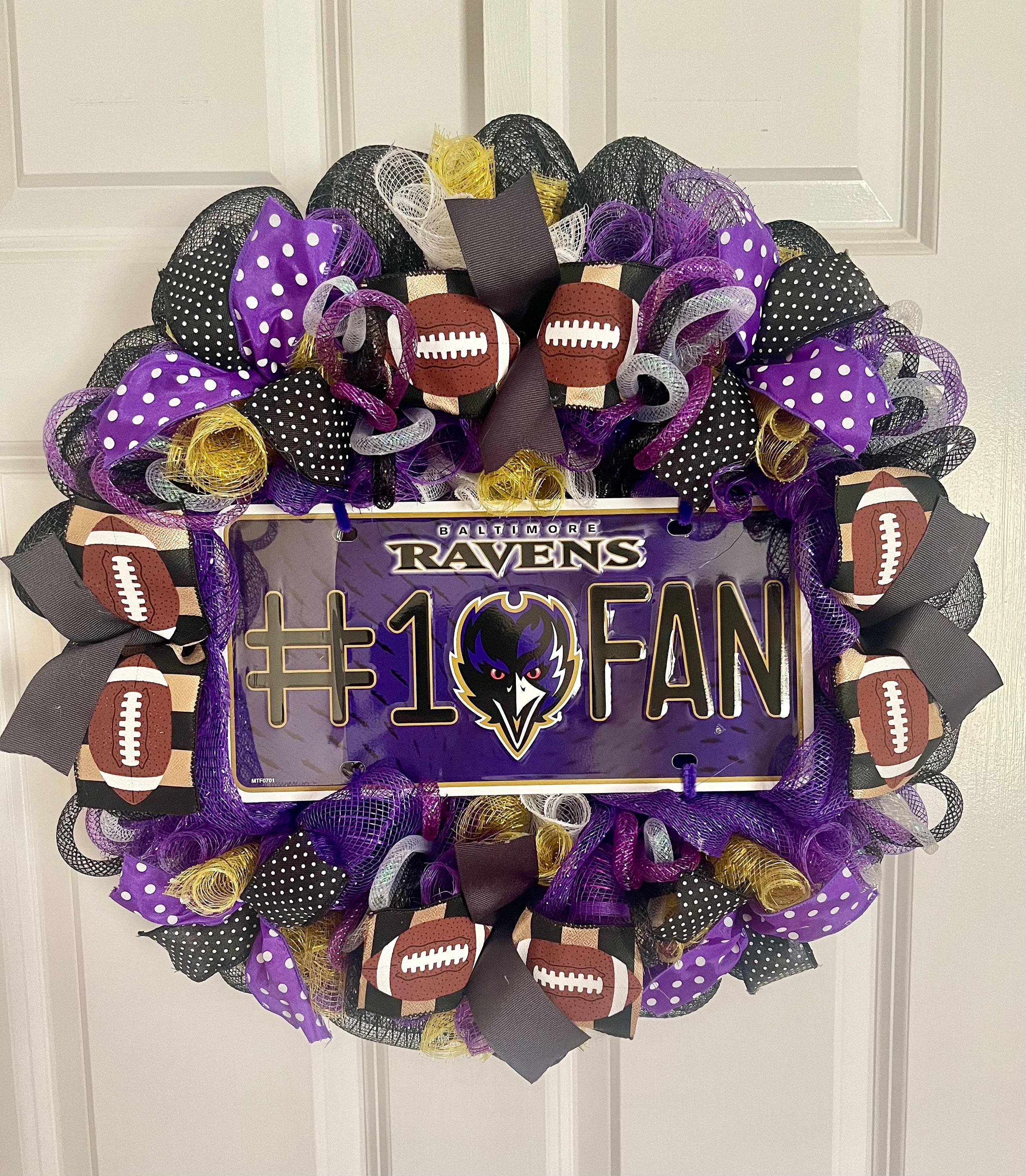 RAVENS 1 Football Wreath. Baltimore Football Wreath. Baltimore Fans ...