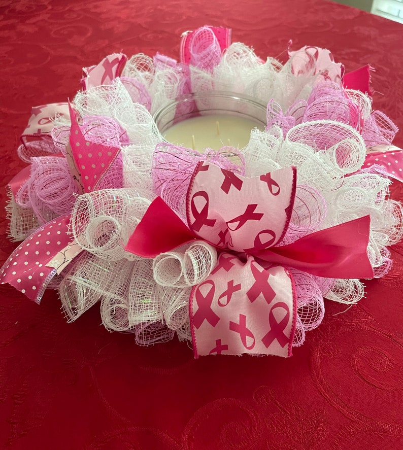 CANCER Centerpiece. Cancer Deco Mesh Tabletop. Cancer Support, Cancer ...