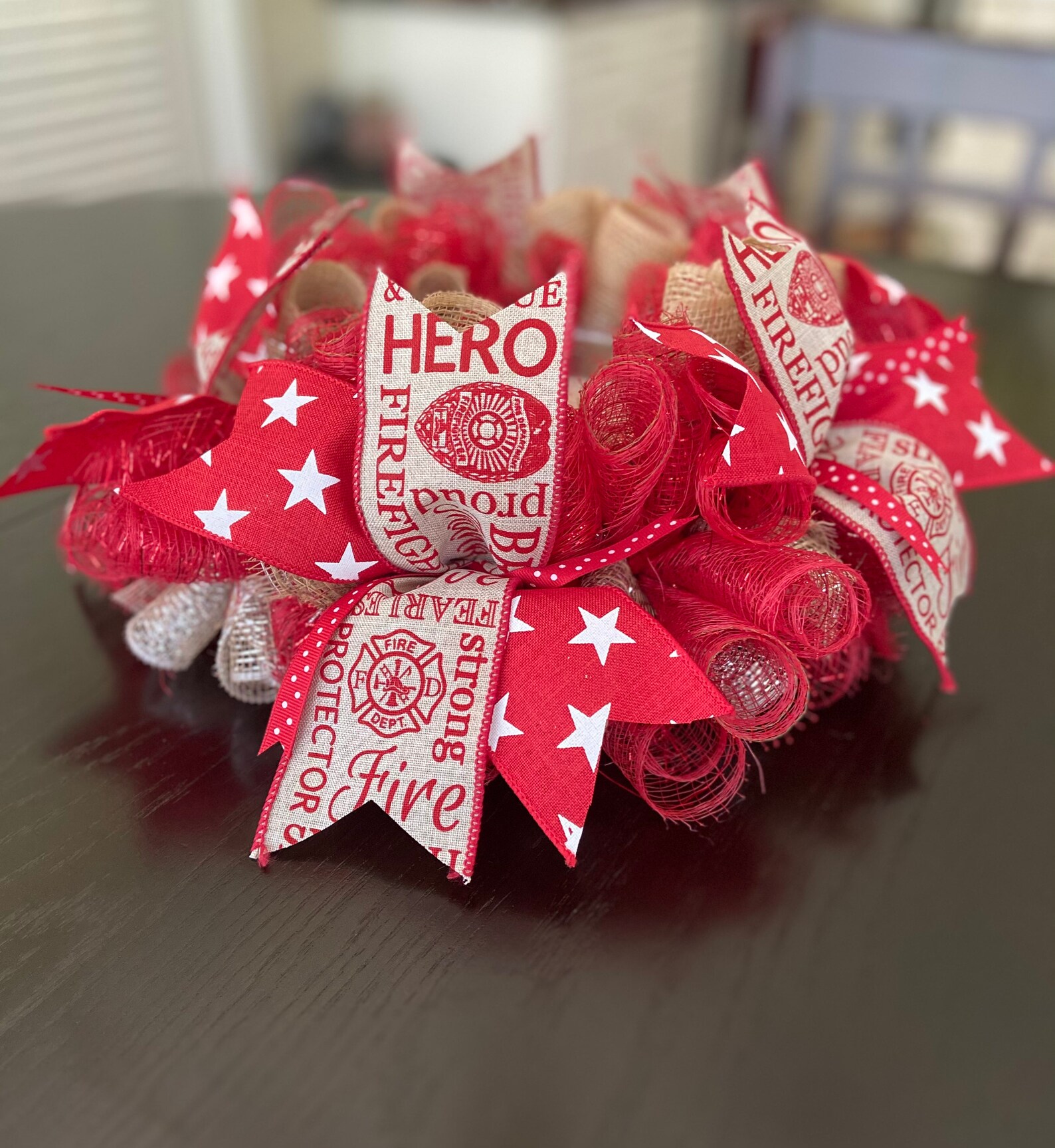 FIREFIGHTER Centerpiece . Mesh Tabletop Decor. Table Centerpiece ...