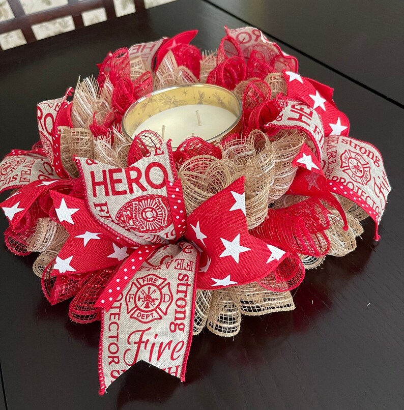 FIREFIGHTER Centerpiece . Mesh Tabletop Decor. Table Centerpiece ...