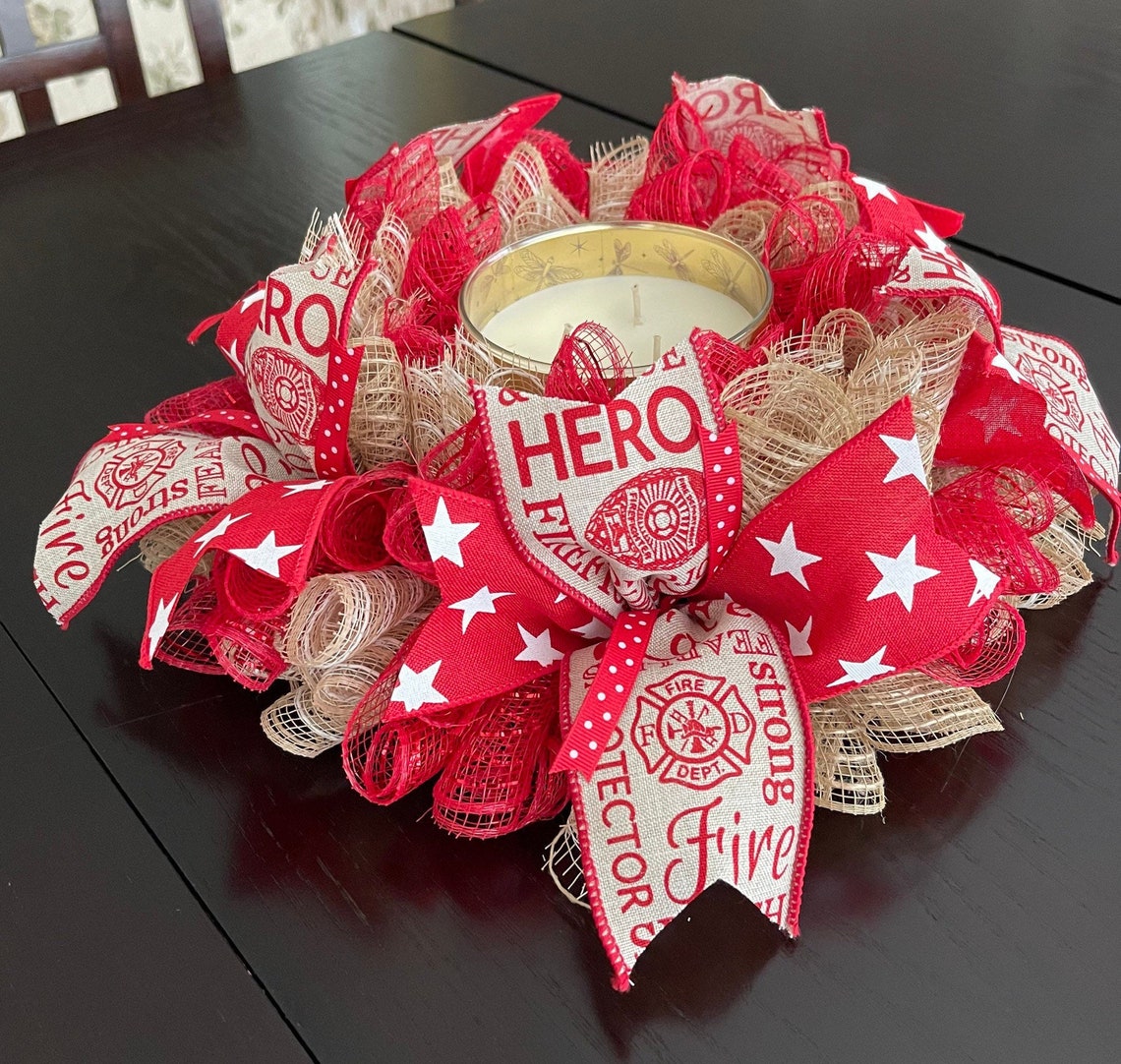 FIREFIGHTER Centerpiece . Mesh Tabletop Decor. Table Centerpiece ...
