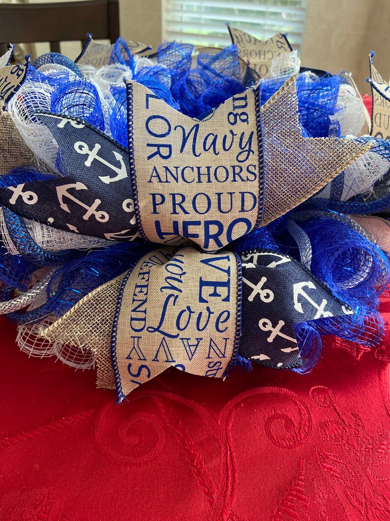 Navy Centerpiece. Navy Mesh Tabletop Decor. Navy Table Centerpiece ...