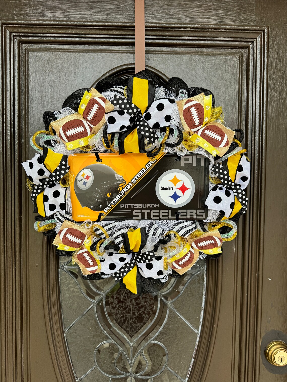 Steelers Pittsburgh Wreath . Football Wreath. Steelers Decor. Front ...