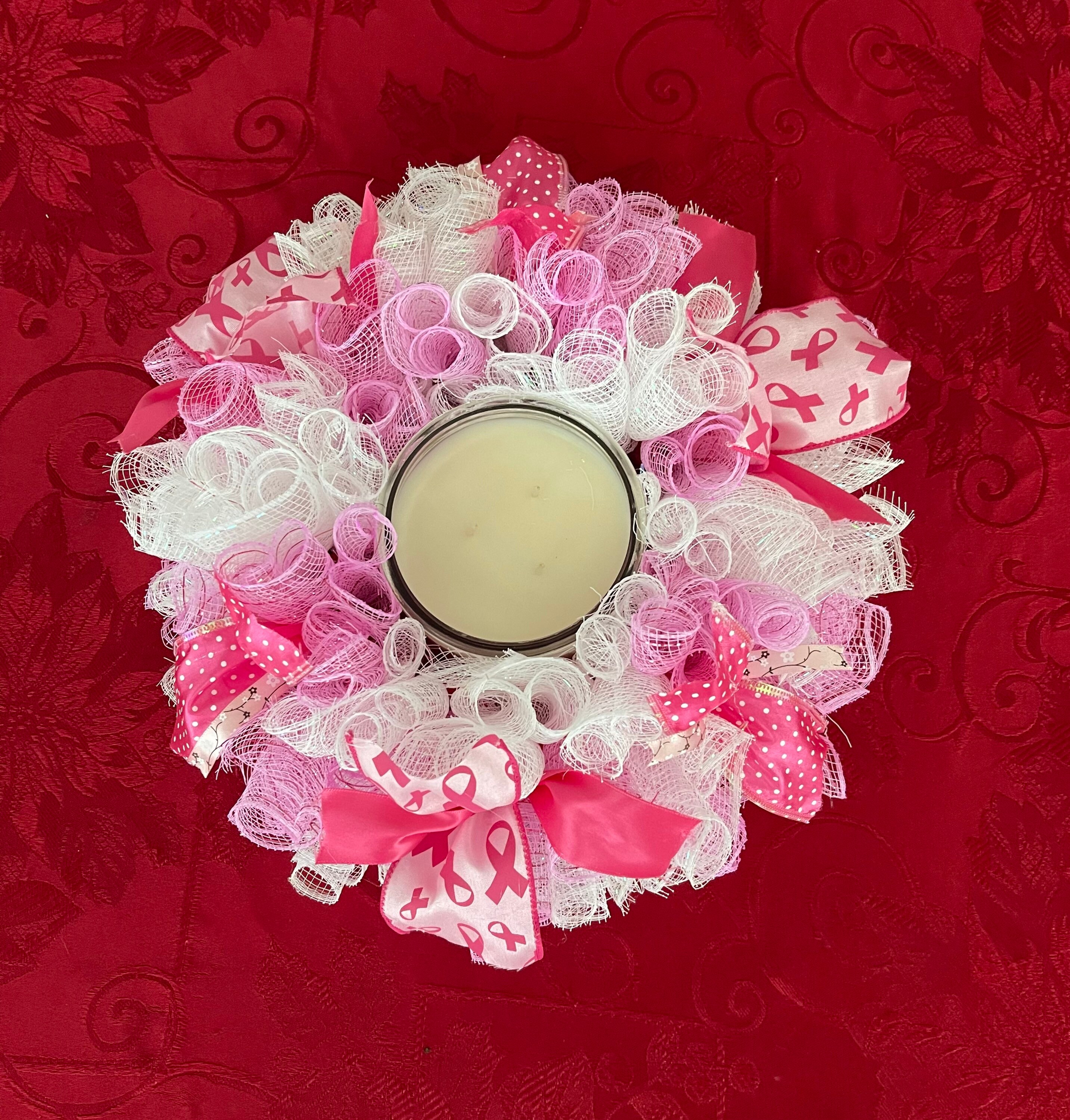 CANCER Centerpiece. Cancer Deco Mesh Tabletop. Cancer Support, Cancer ...