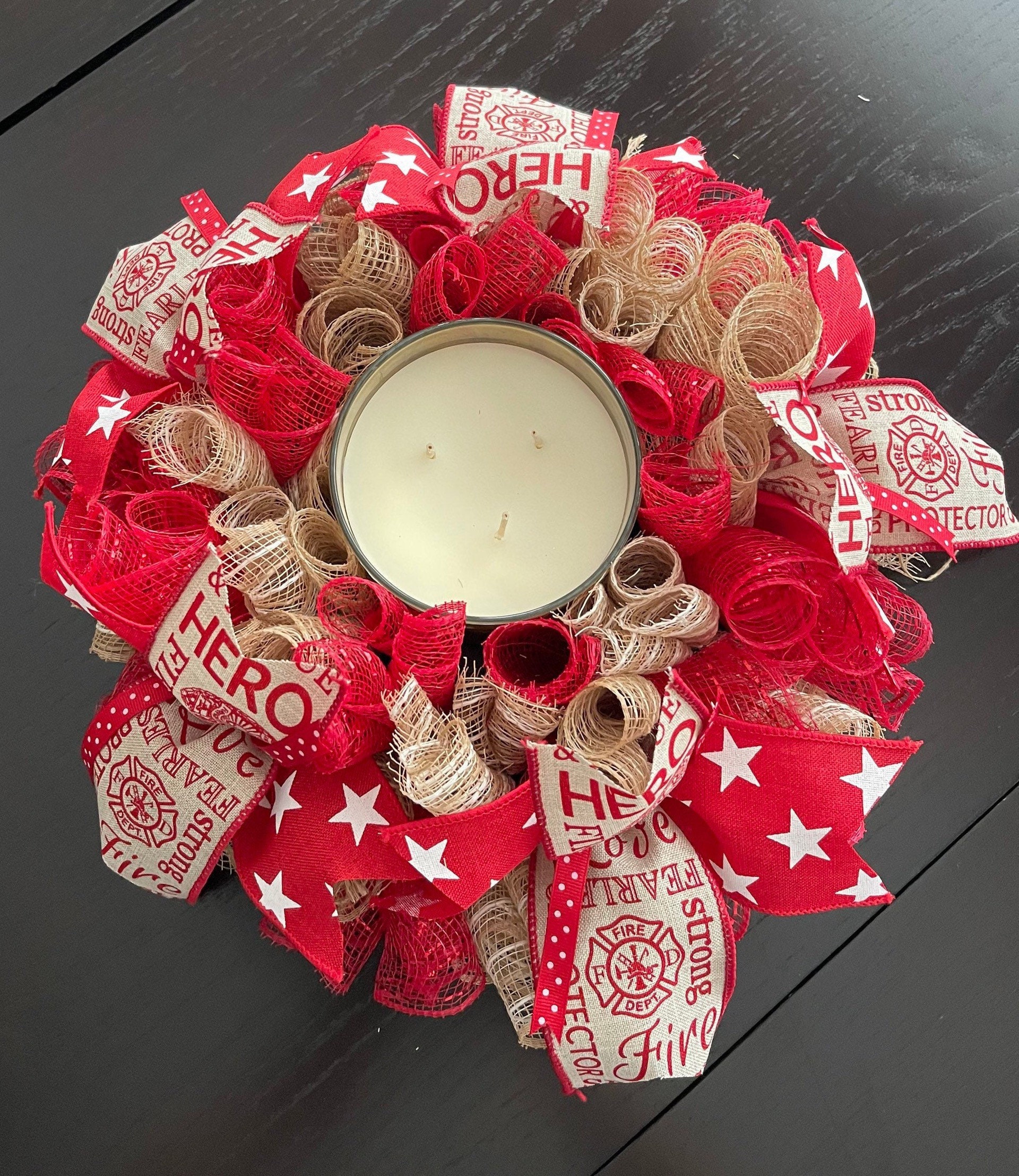 FIREFIGHTER Centerpiece . Mesh Tabletop Decor. Table Centerpiece ...