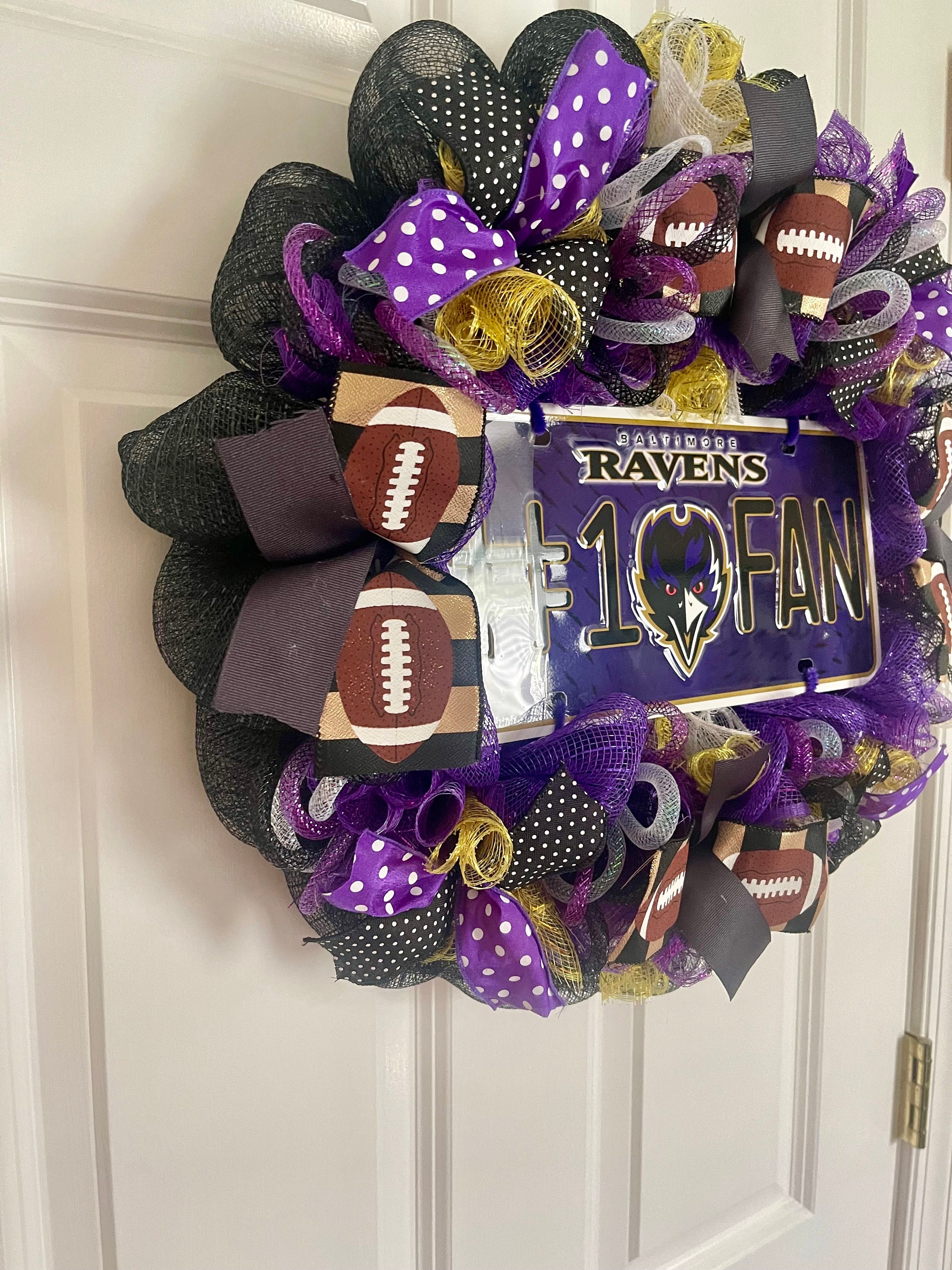 RAVENS 1 Football Wreath. Baltimore Football Wreath. Baltimore Fans ...