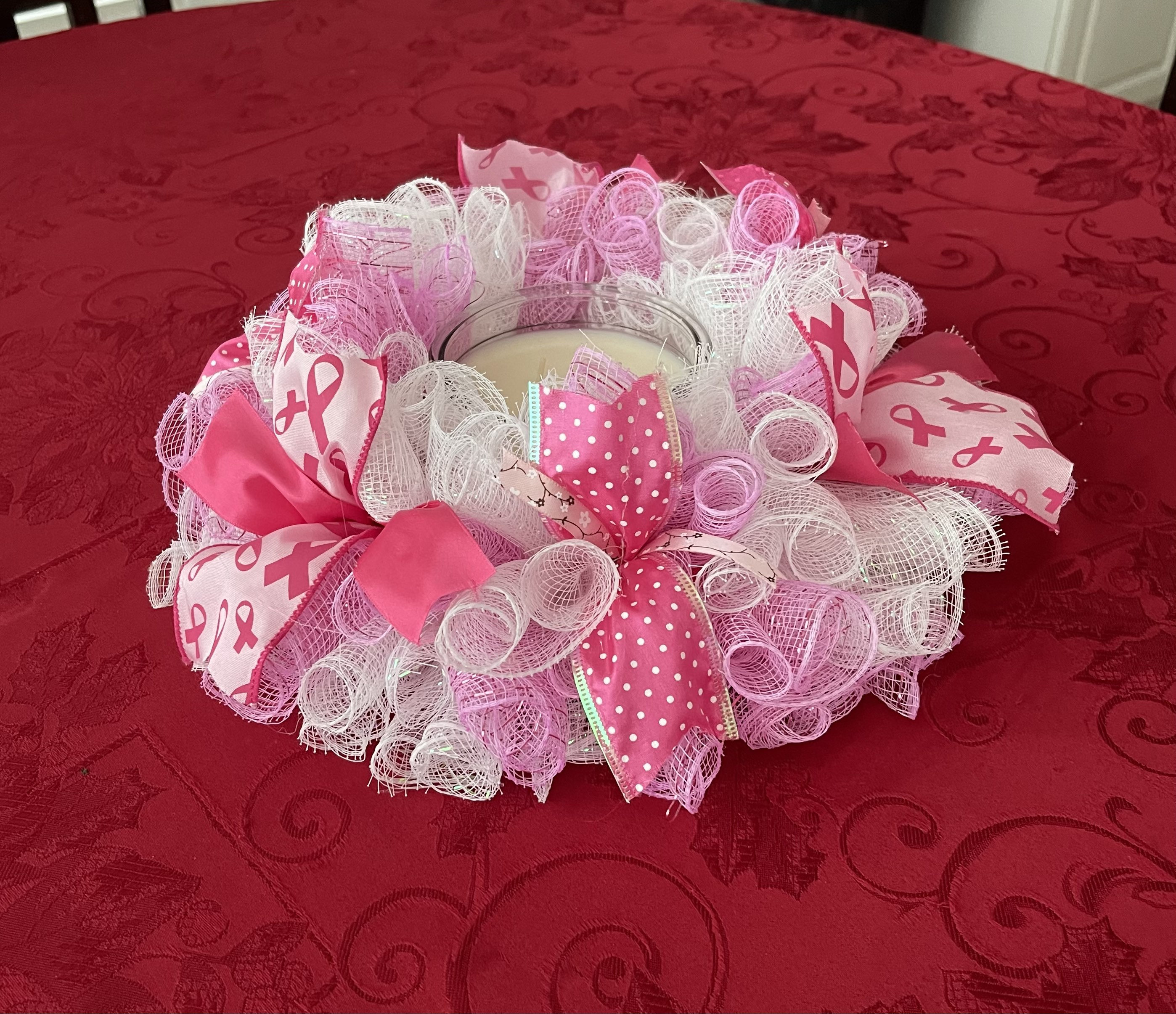 CANCER Centerpiece. Cancer Deco Mesh Tabletop. Cancer Support, Cancer ...