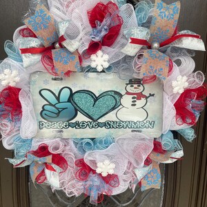 Peace, Love and Snowmen Wreath. Winter Wreath. Front Door Wreath ...