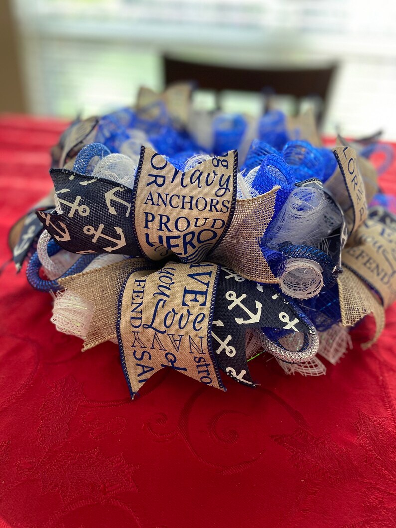 Navy Centerpiece. Navy Mesh Tabletop Decor. Navy Table Centerpiece ...