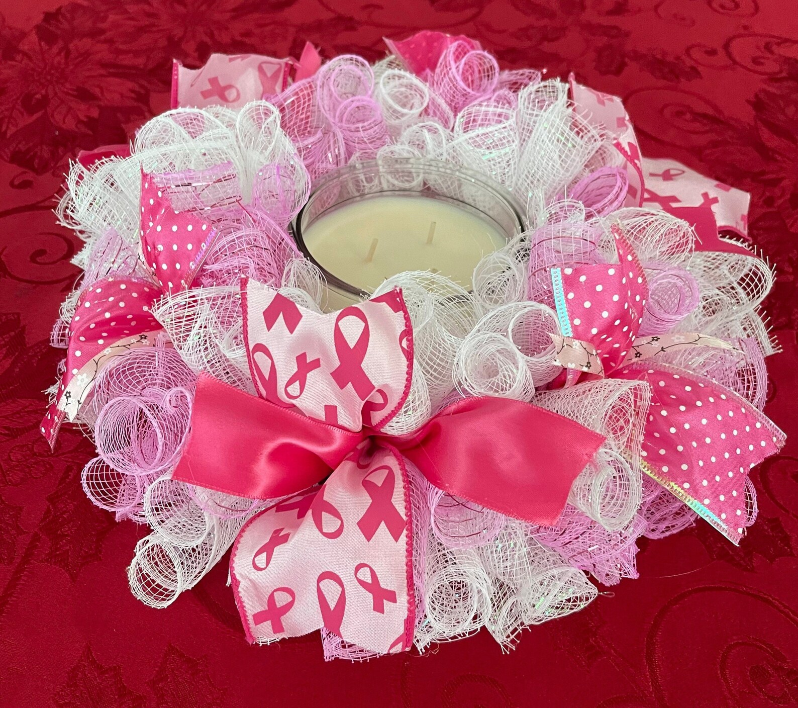 CANCER Centerpiece. Cancer Deco Mesh Tabletop. Cancer Support, Cancer ...