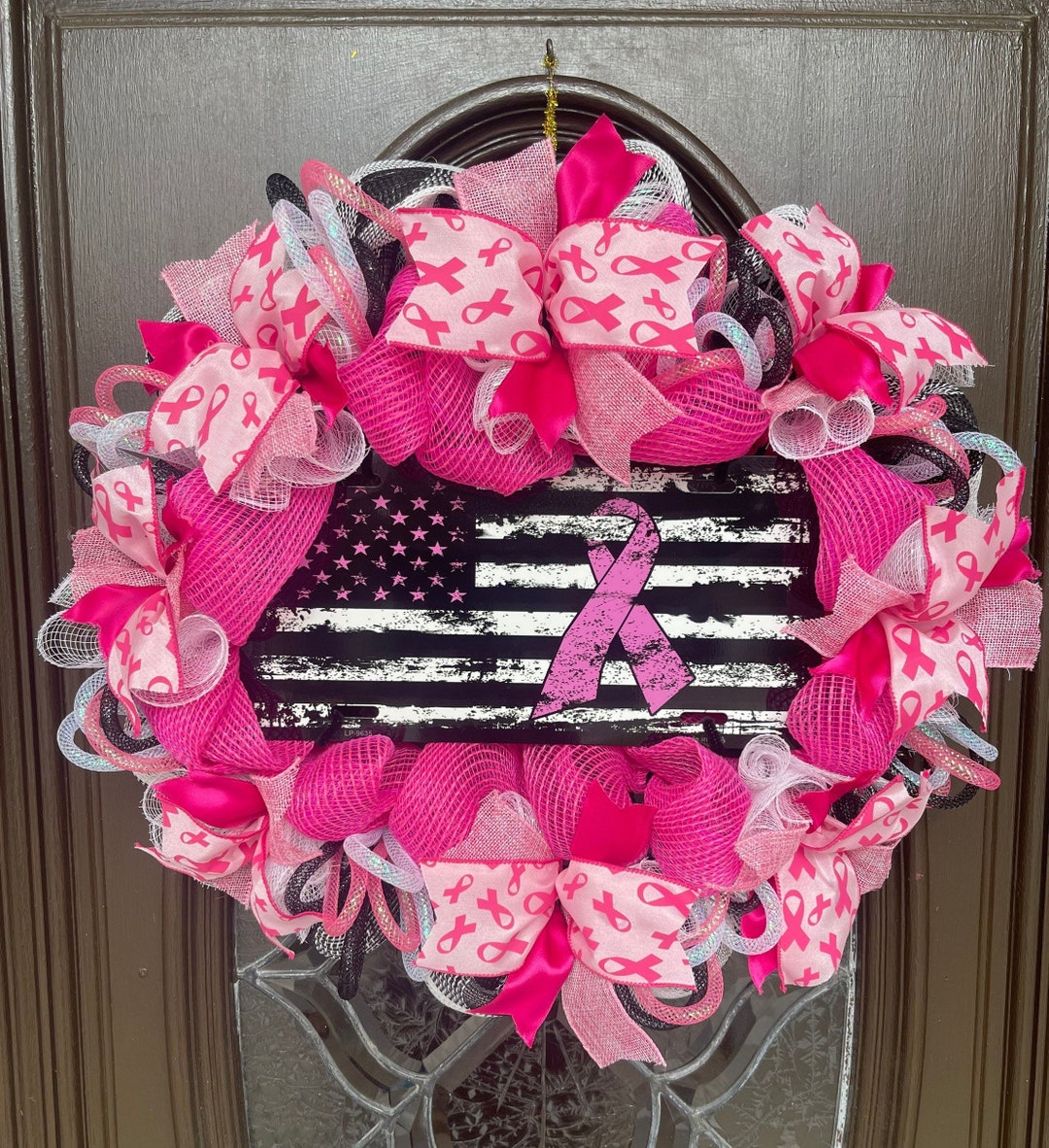 CANCER Wreath. Support Wreath. Pink Wreath. Awareness Cancer Wreath ...