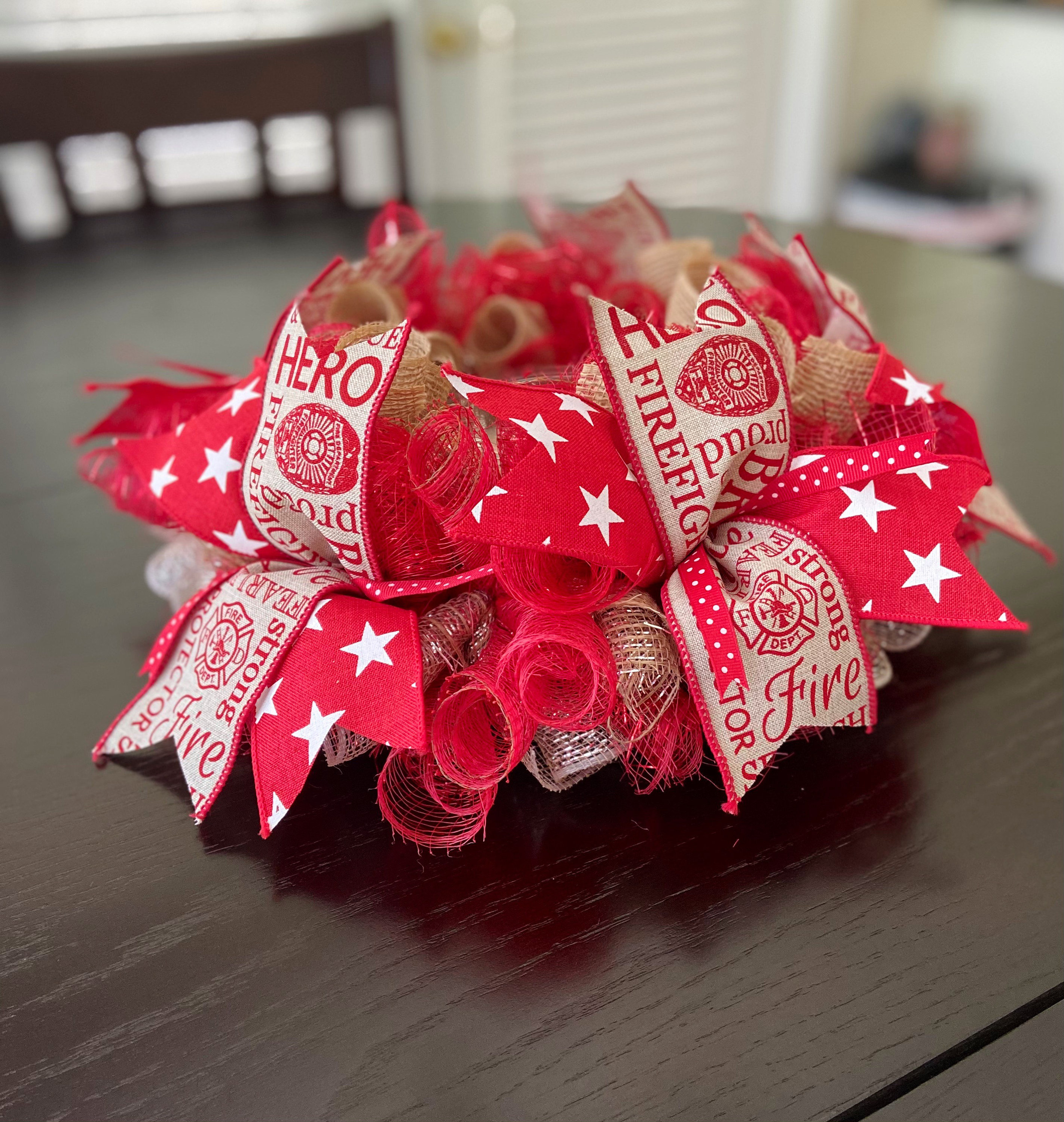 FIREFIGHTER Centerpiece . Mesh Tabletop Decor. Table Centerpiece ...