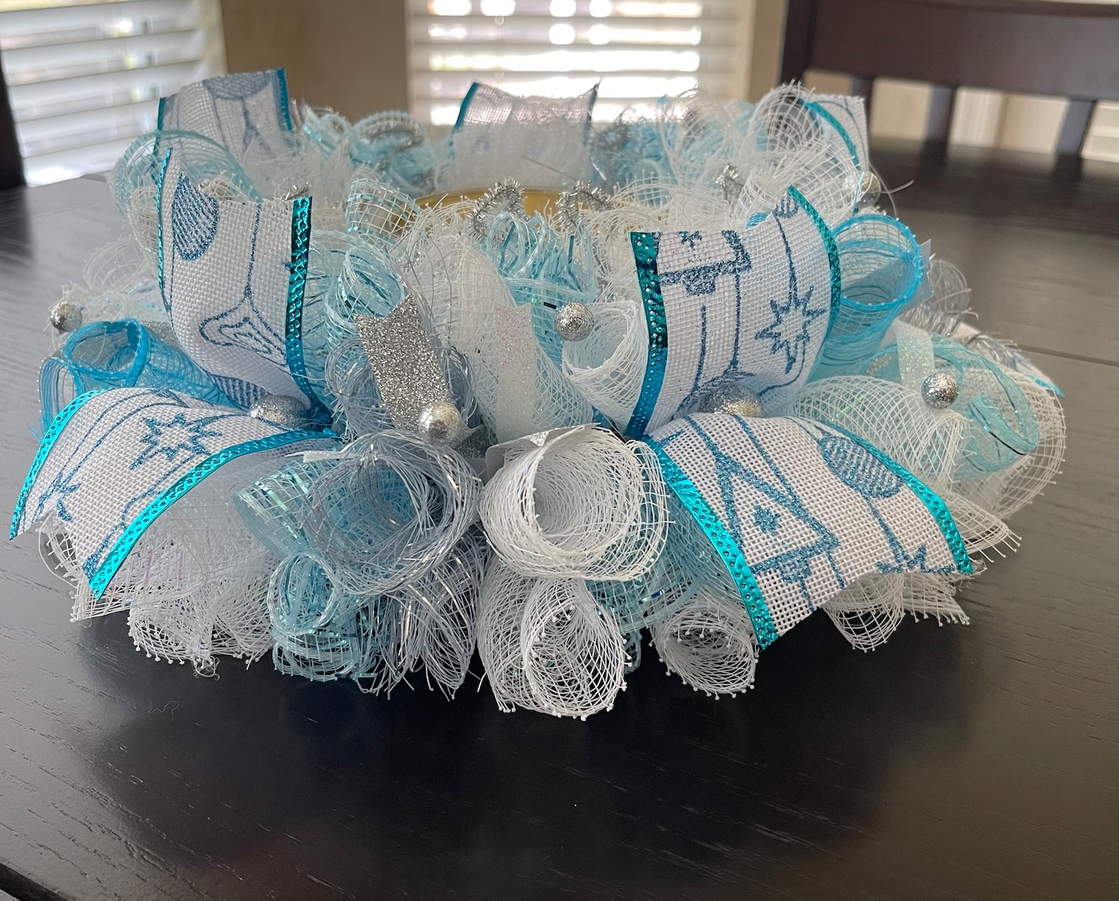 WINTER White Wreath Candle. Winter Candle Ring. Christmas Tabletop ...