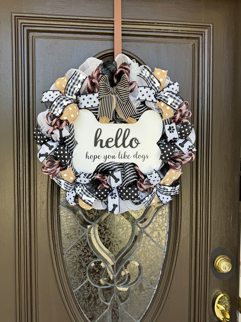 Hello Dogs Wreath.hope Like Dog Wreath. Burlap Wreath. Beautiful Wreath ...