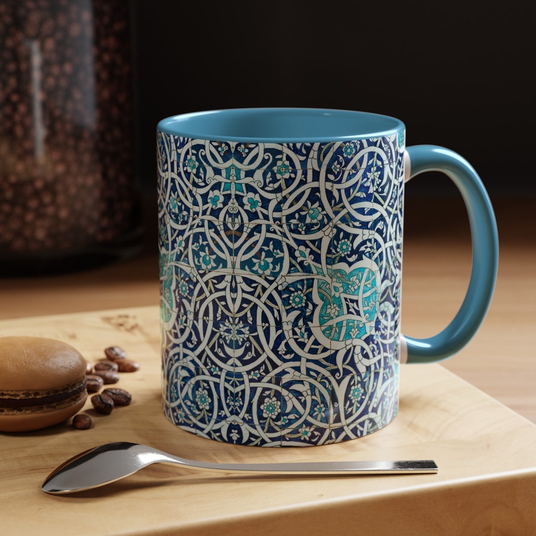 Persian Blue & White Eslimi Tile Pattern 11oz Mug - Persian Gift for ...