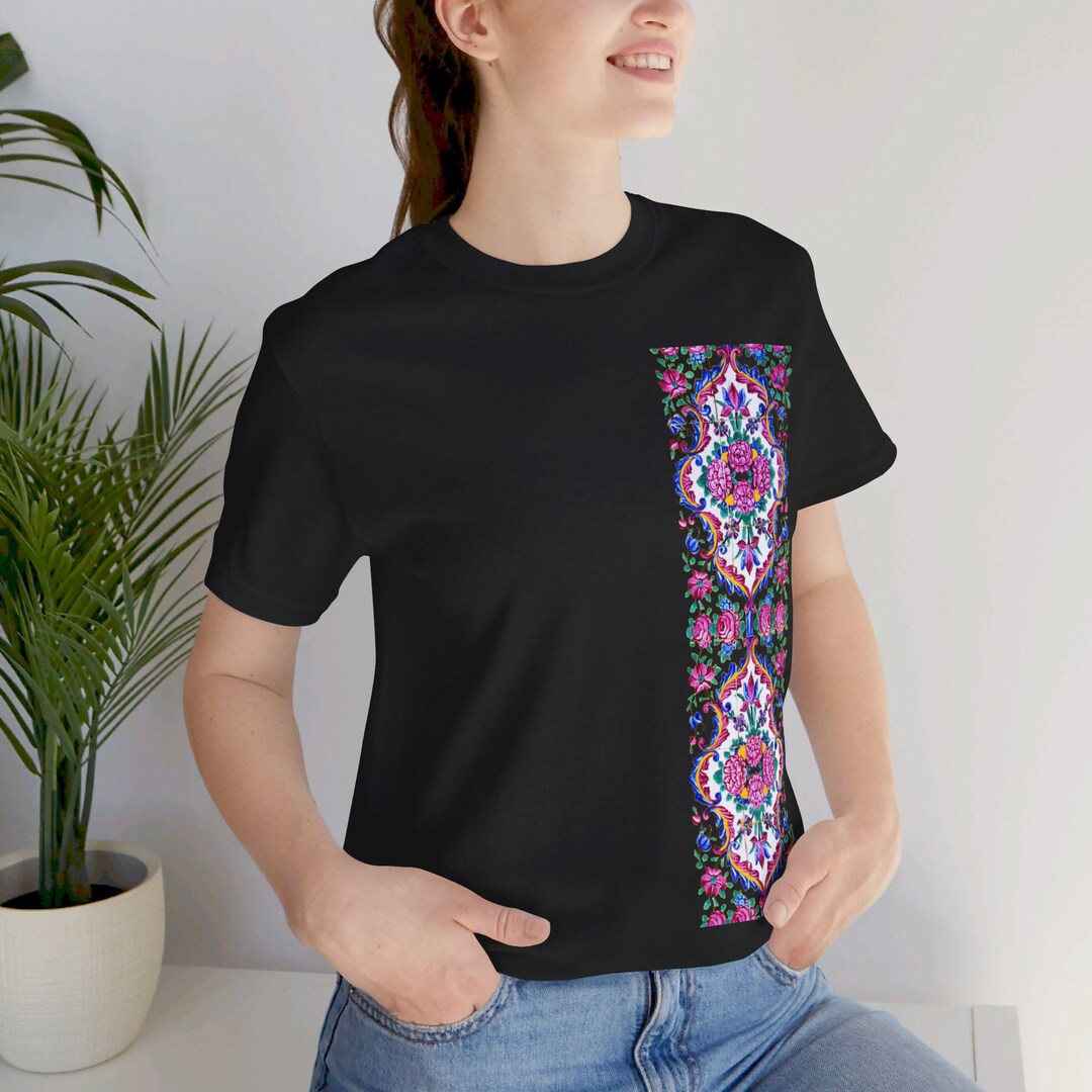 Persian Floral Tile Pattern Unisex T Shirt Traditional Design Cultural ...