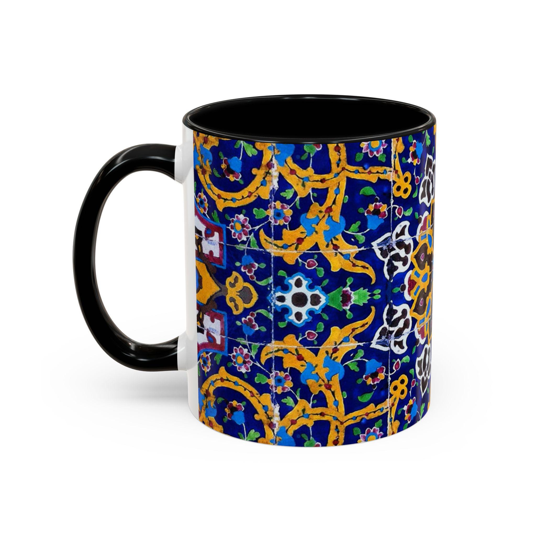 Persian Shamseh Tile Pattern Coffee Mug 11oz C Handle Middle Eastern ...