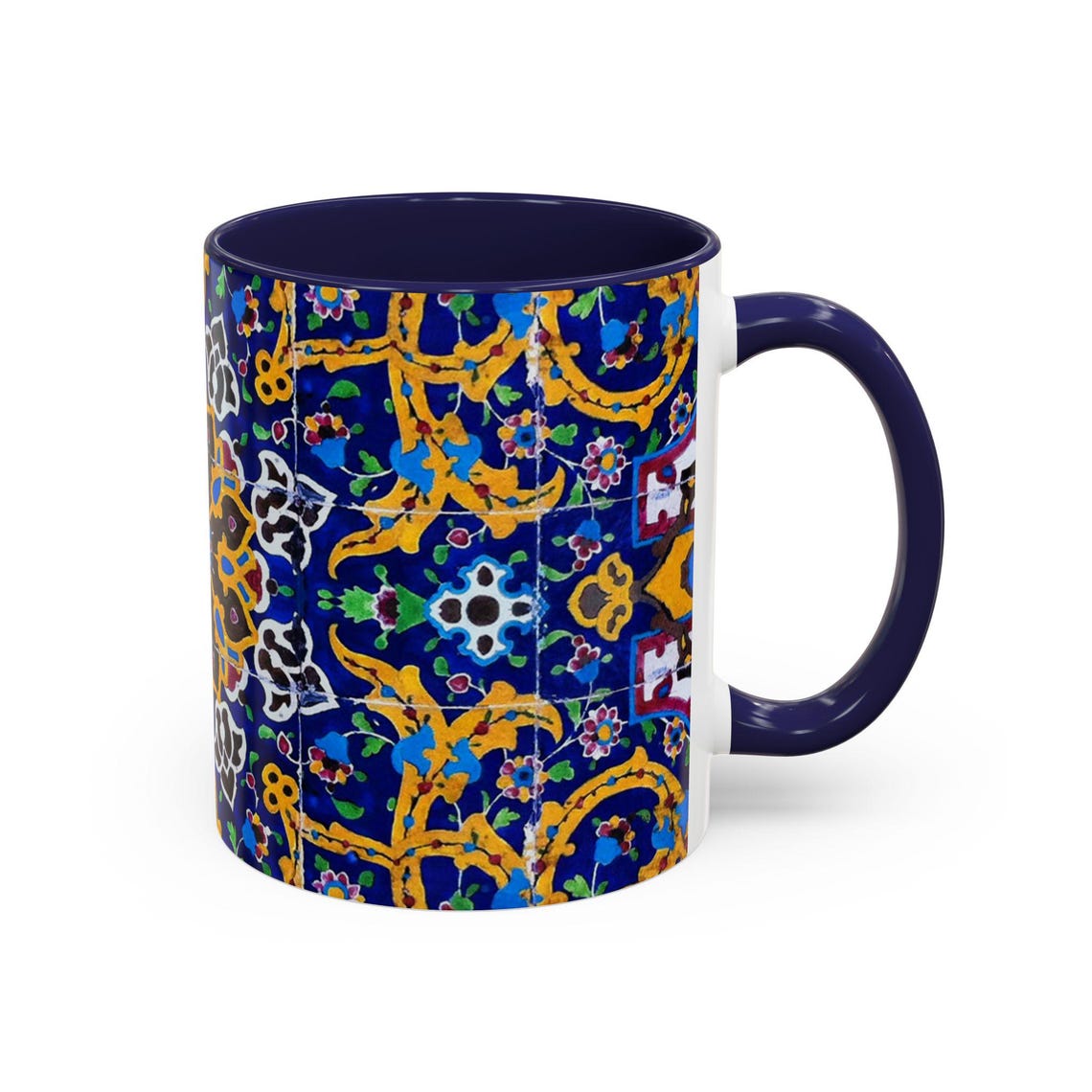 Persian Shamseh Tile Pattern Coffee Mug 11oz C Handle Middle Eastern ...