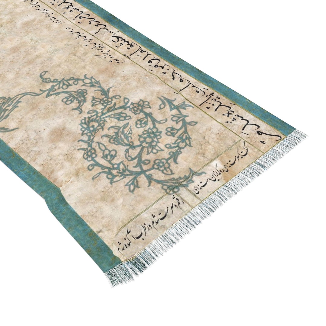 Eternity Rumi Shawl Persian Calligraphy Wrap Middle Eastern Art Flower ...