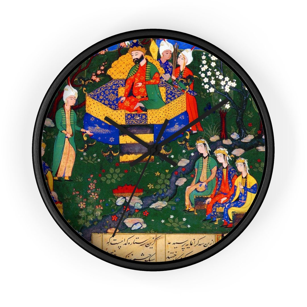 Royal Echoes: Shahnameh Illustration Wall Clock Persian Design With ...