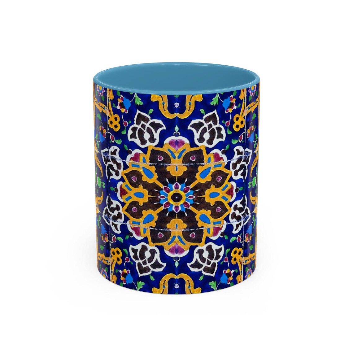 Persian Shamseh Tile Pattern Coffee Mug 11oz C Handle Middle Eastern ...