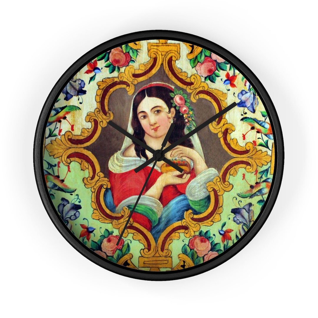 Timeless Elegance: Qajar Era Persian Painting Wall Clock With Beautiful ...