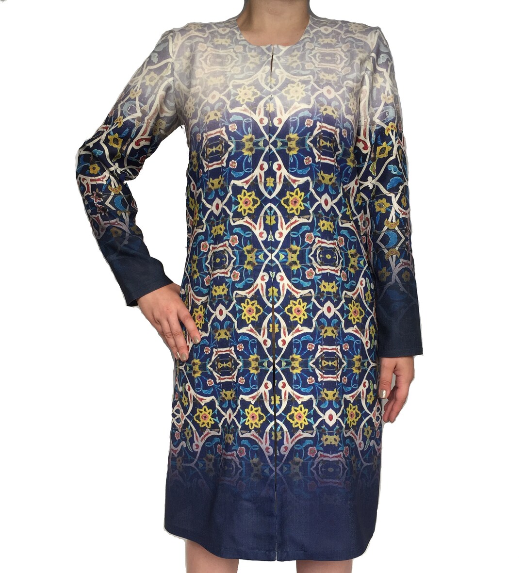 Persian Blue Tile Pattern Long Jacket Persian Art - Etsy