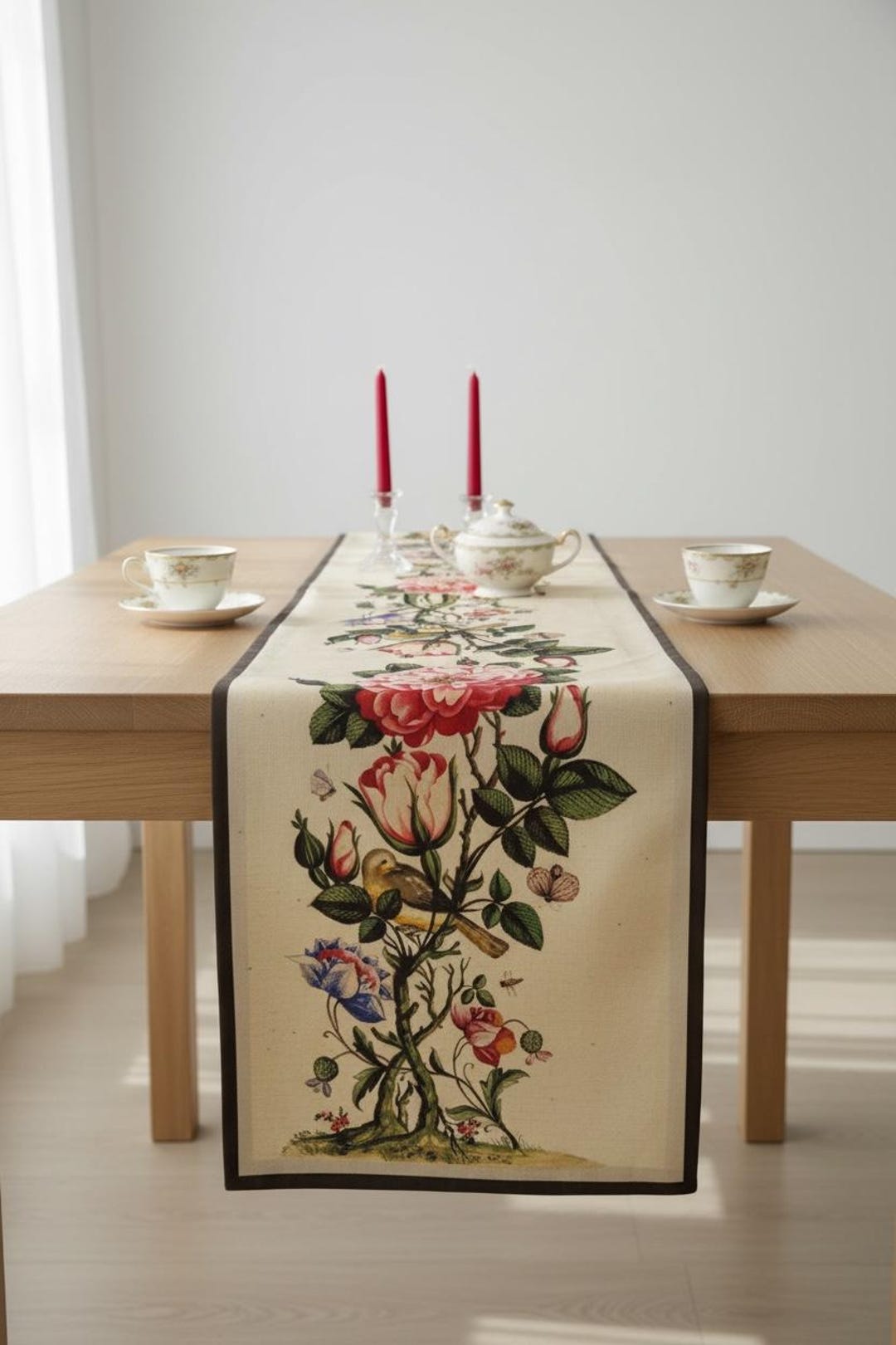 Persian Flower & Bird Velvet Table Runner — Haft Seen Sofreh 7 Seen ...