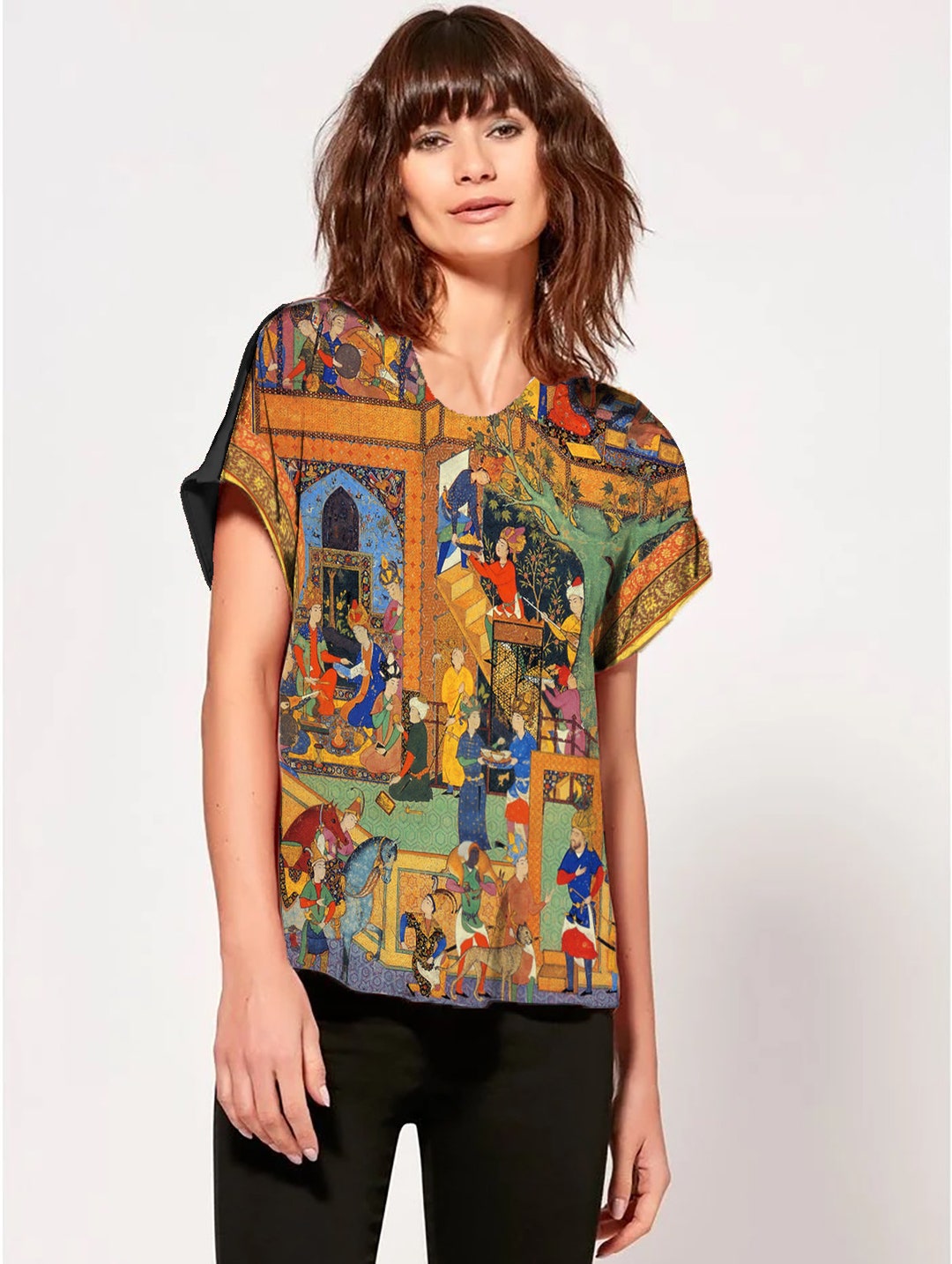 Shahnameh Persian Miniature Top Persian Negargari Blouse Short Sleeves ...