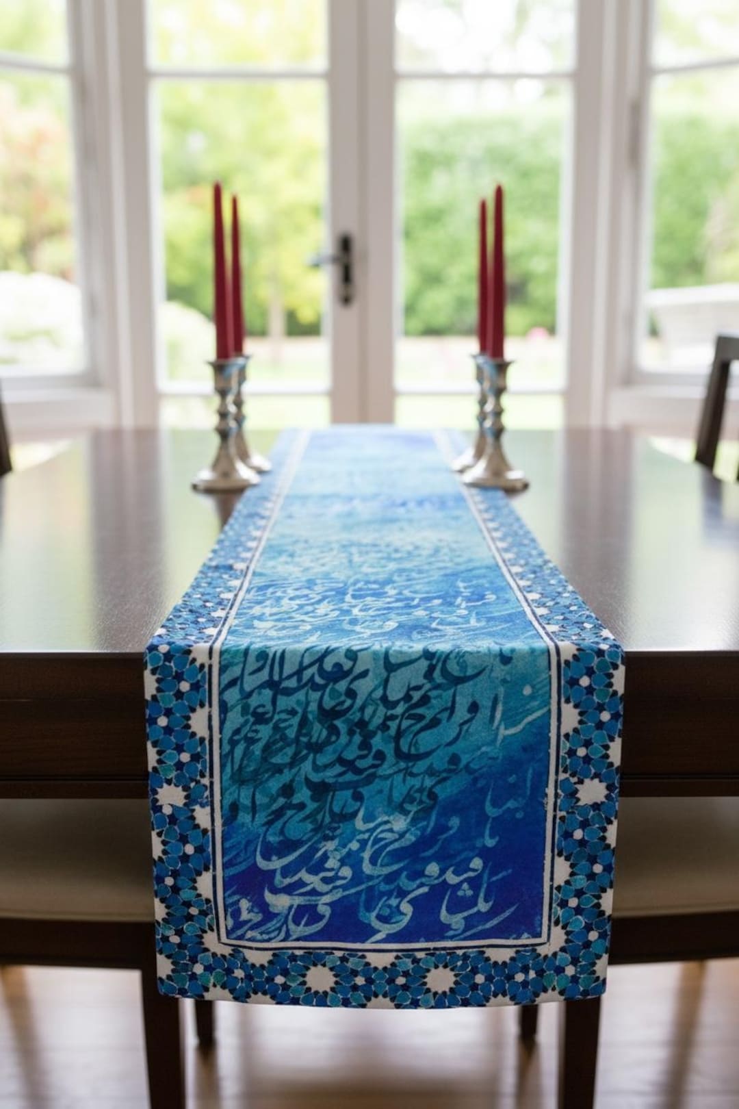 Rumi Persian Calligraphy Velvet Table Runner — Sufi Poetry Decor, Haft ...