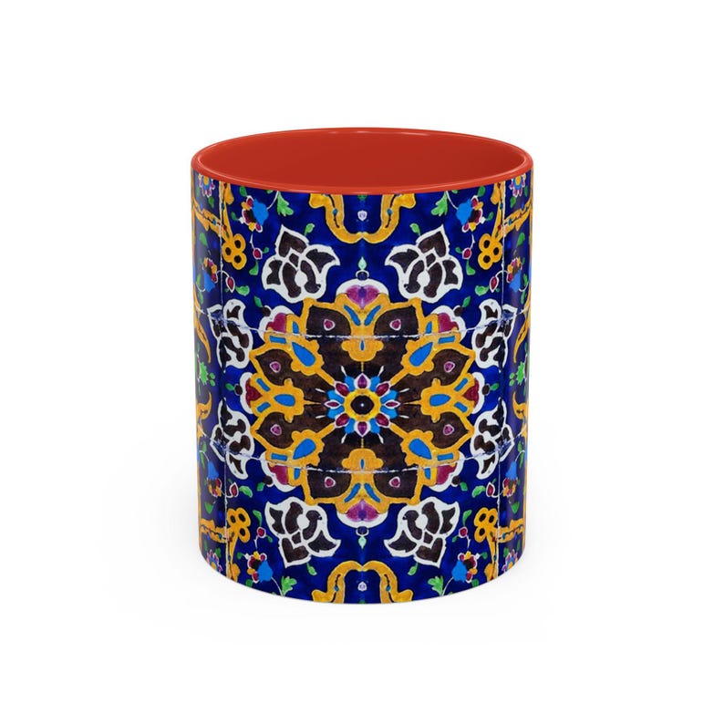 Persian Shamseh Tile Pattern Coffee Mug 11oz C Handle Middle Eastern ...