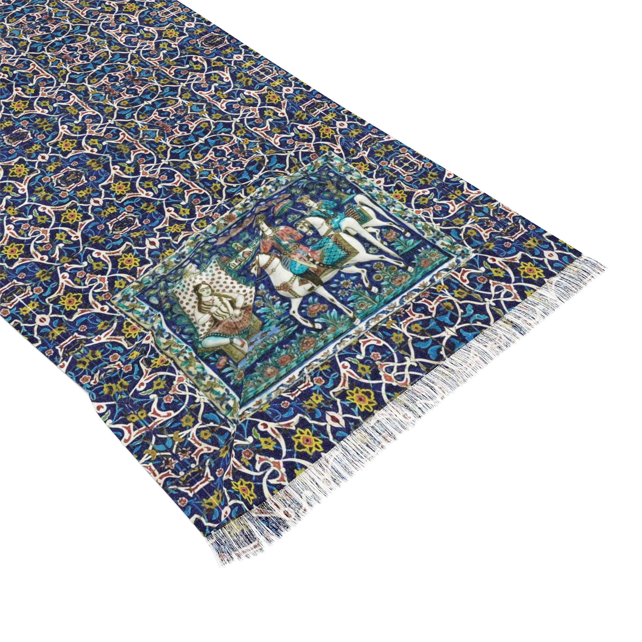 Shirin and Farhad Persian Blue Tile Pattern Shawl Wrap Scarf Middle ...