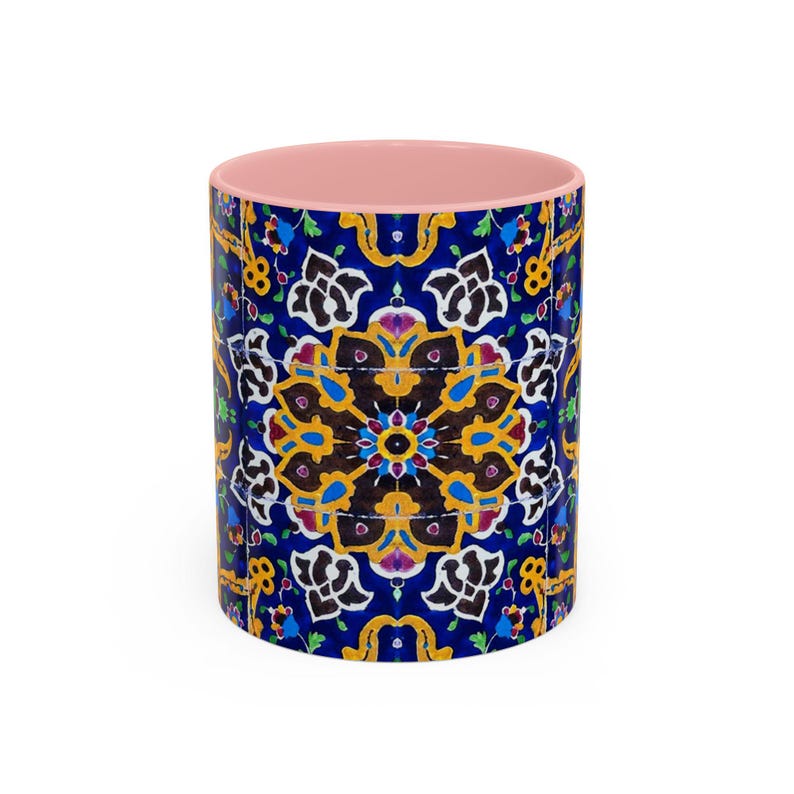 Persian Shamseh Tile Pattern Coffee Mug 11oz C Handle Middle Eastern ...
