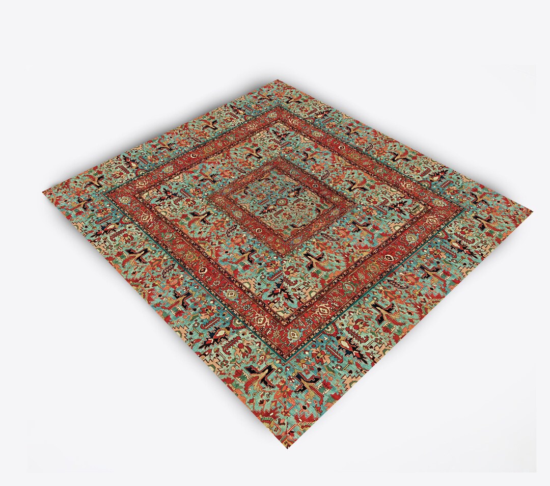Persian Carpet Pattern Square Center Piece, Table Cover Table Cloth ...